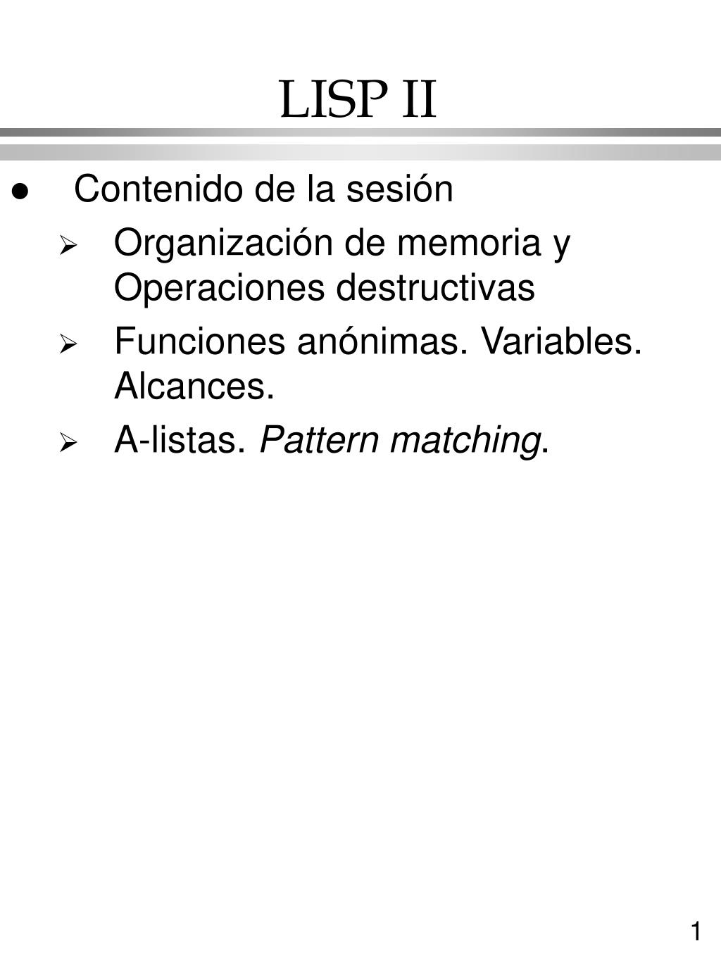 PPT - LISP II PowerPoint Presentation, free download - ID:1009982