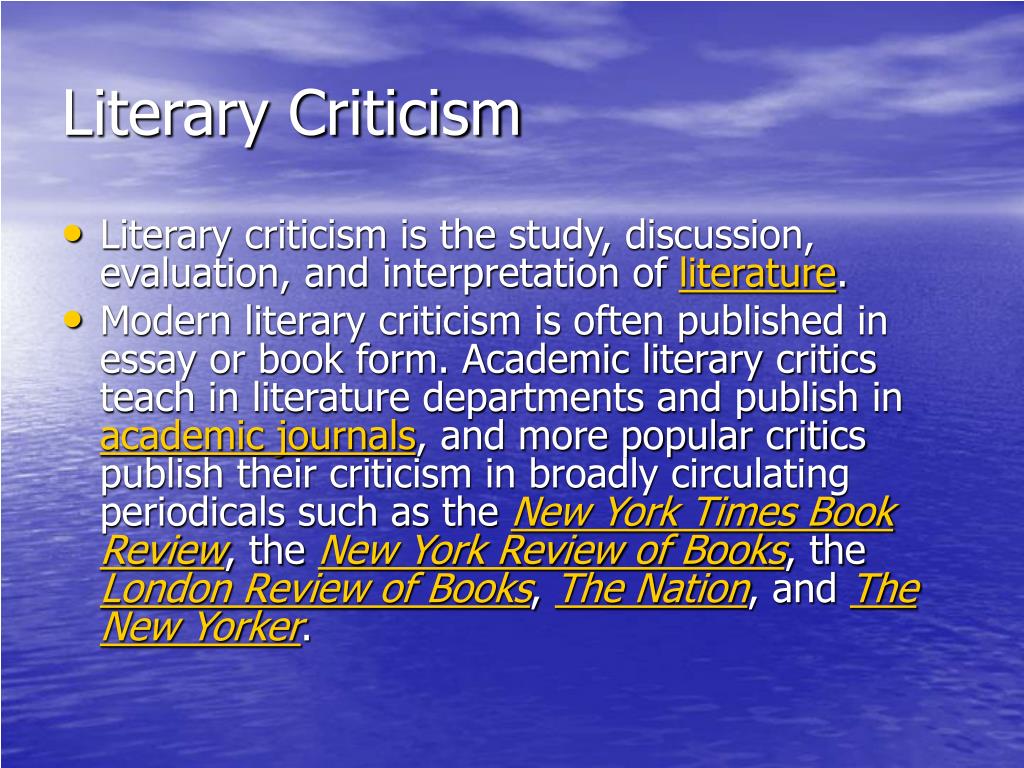 PPT - Literary Criticism PowerPoint Presentation, free download - ID ...