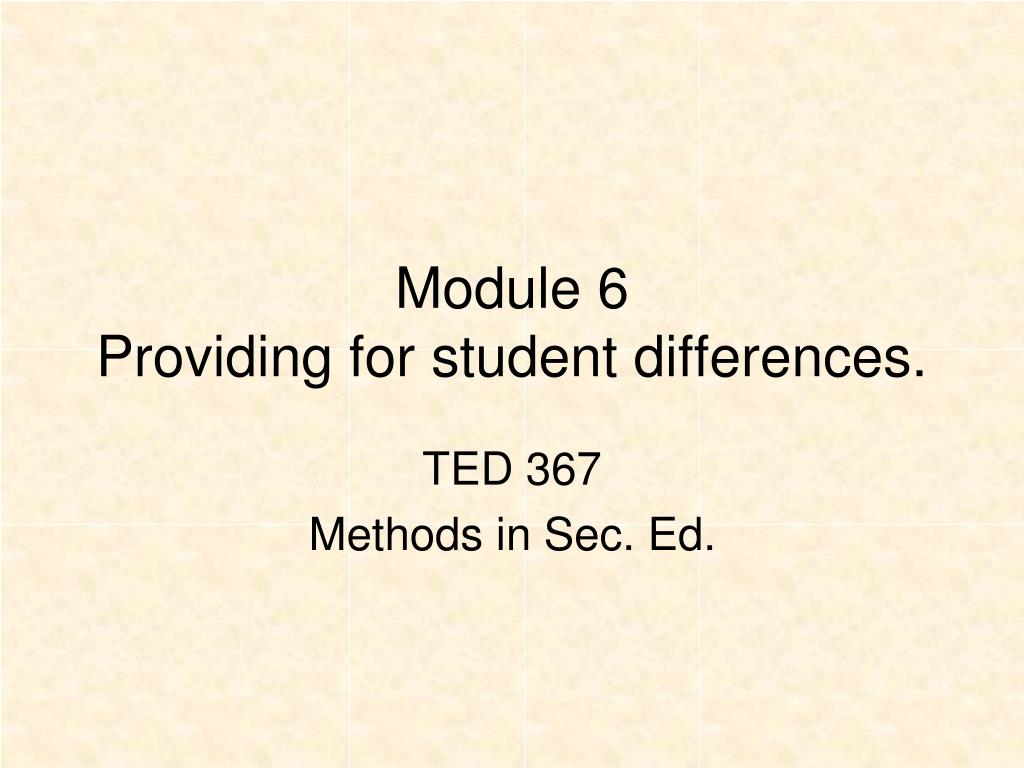PPT - Recognizing and Providing for Student Differences in Instruction ...