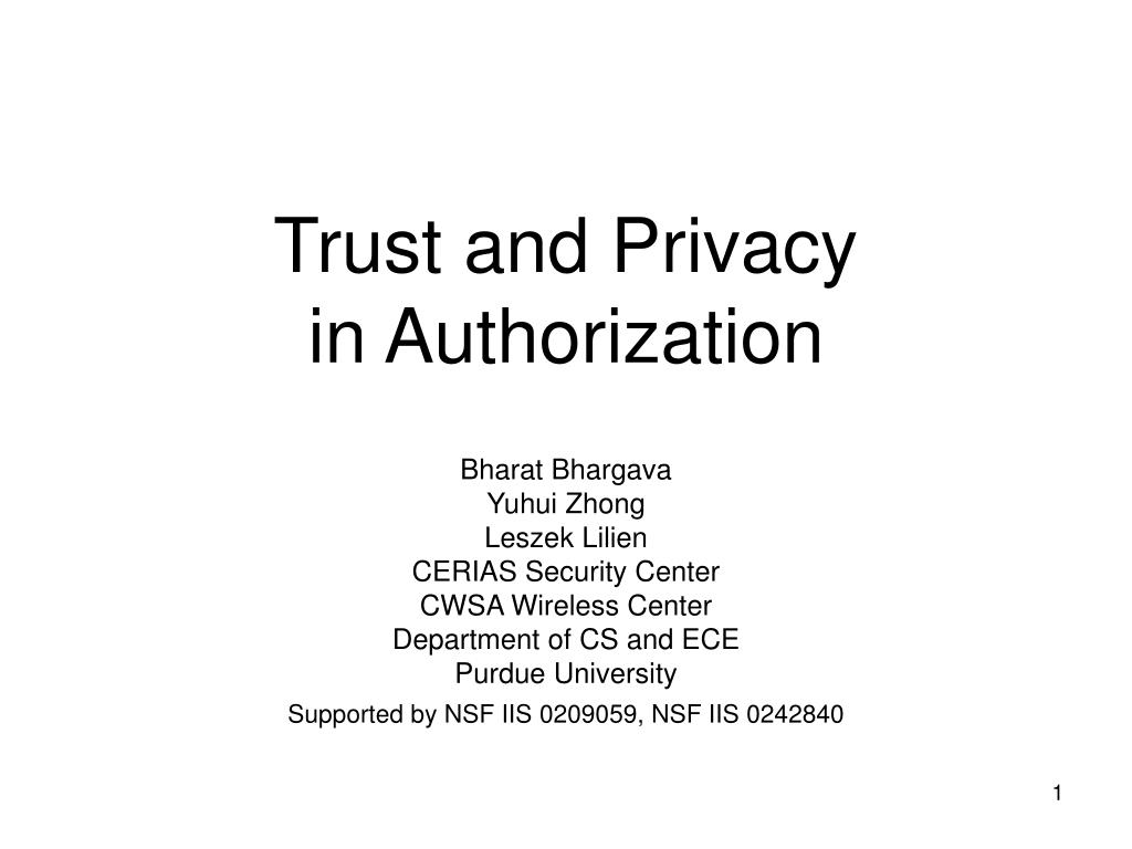 PPT - Trust and Privacy in Authorization PowerPoint Presentation, free ...