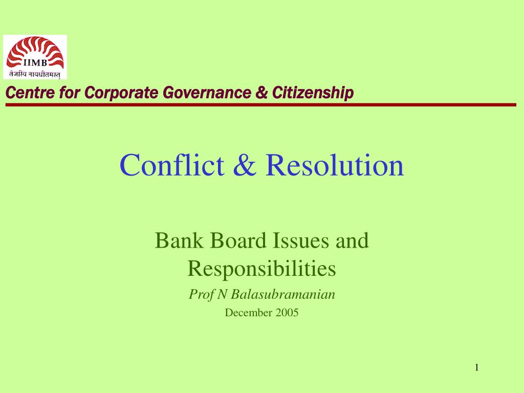 PPT - Managing Conflict and Resolution in Corporate Governance ...