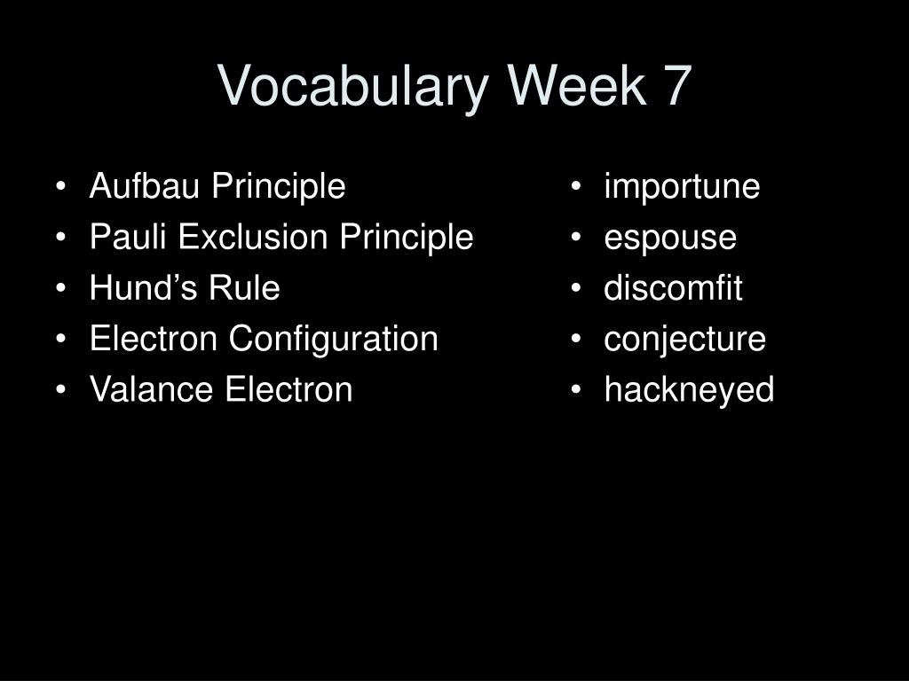 PPT - Vocabulary Week 7 PowerPoint Presentation, free download - ID:1015432