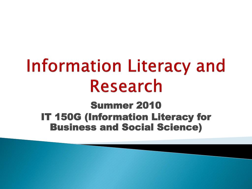 PPT - Essential Skills in Information Literacy and Research for ...