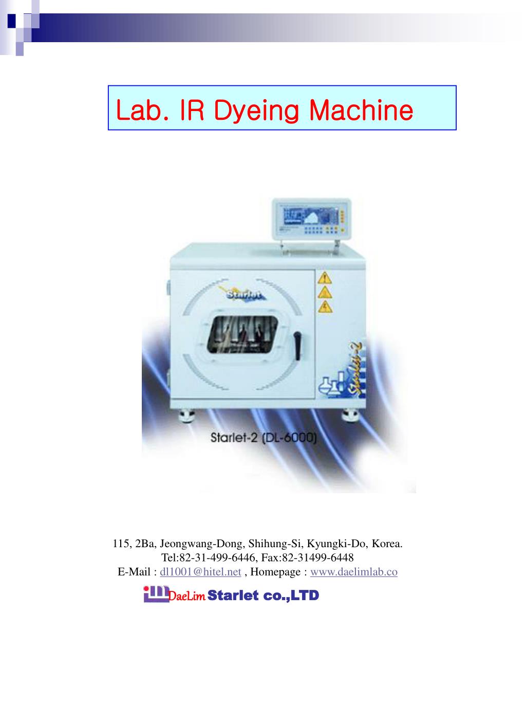 PPT - Lab. IR Dyeing Machine PowerPoint Presentation, free download ...