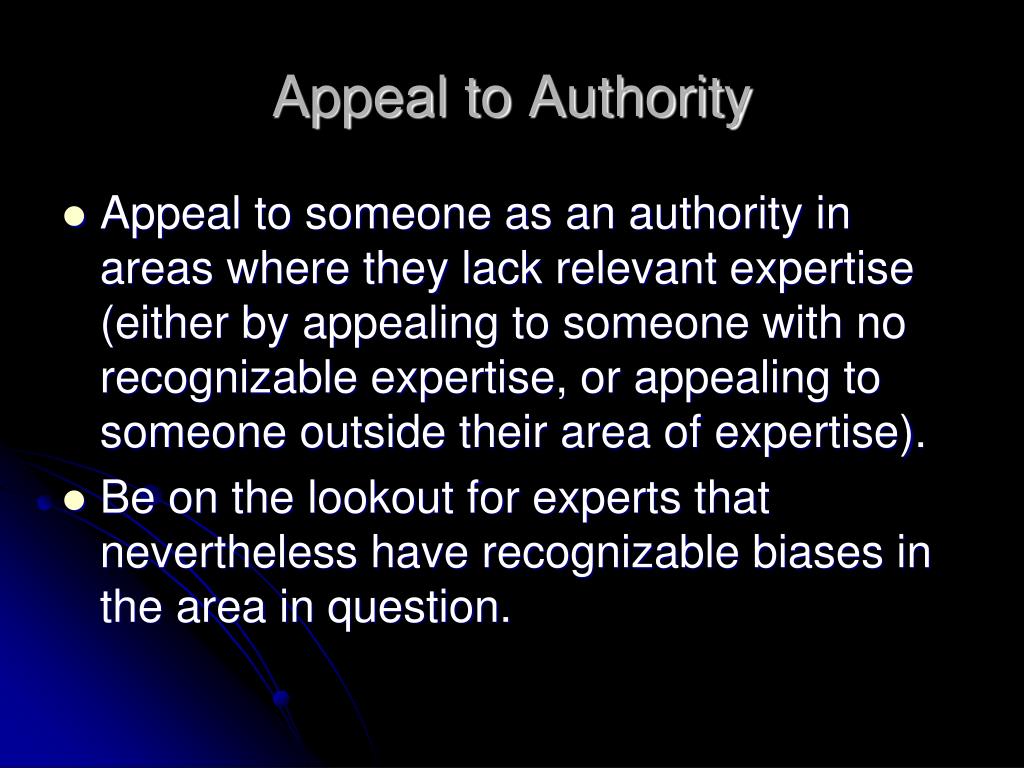 PPT - Appeal to Authority PowerPoint Presentation, free download - ID ...