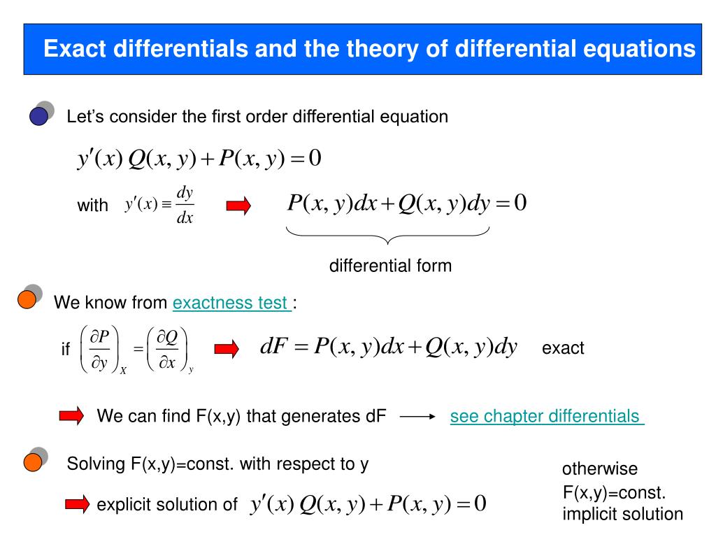 PPT - Exact differentials and the theory of differential equations ...