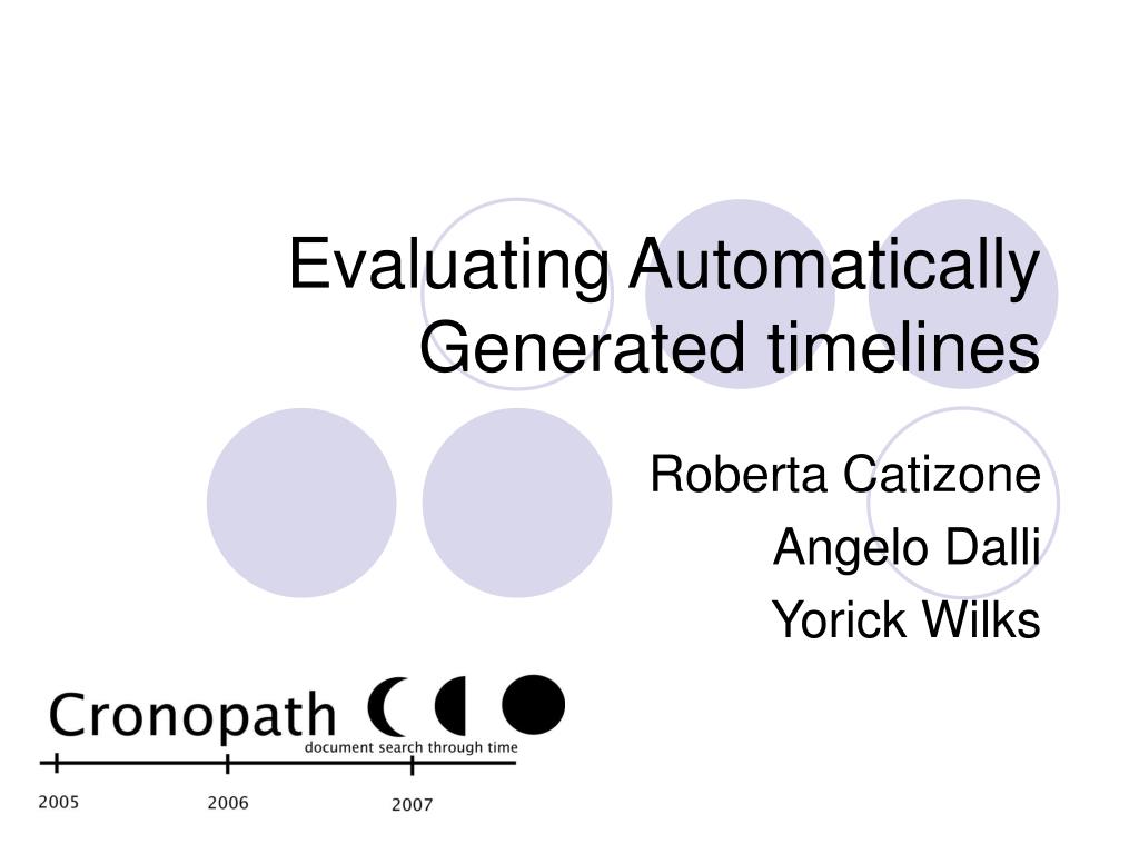 Ppt Evaluating Automatically Generated Timelines Powerpoint Presentation Id1037164
