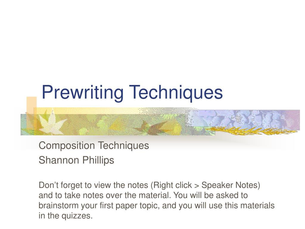 PPT - Prewriting Techniques PowerPoint Presentation, free download - ID ...