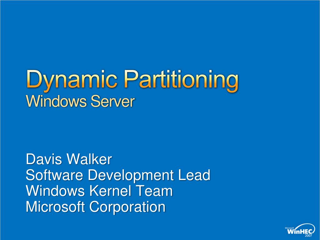 PPT - Dynamic Partitioning Windows Server PowerPoint Presentation, free ...