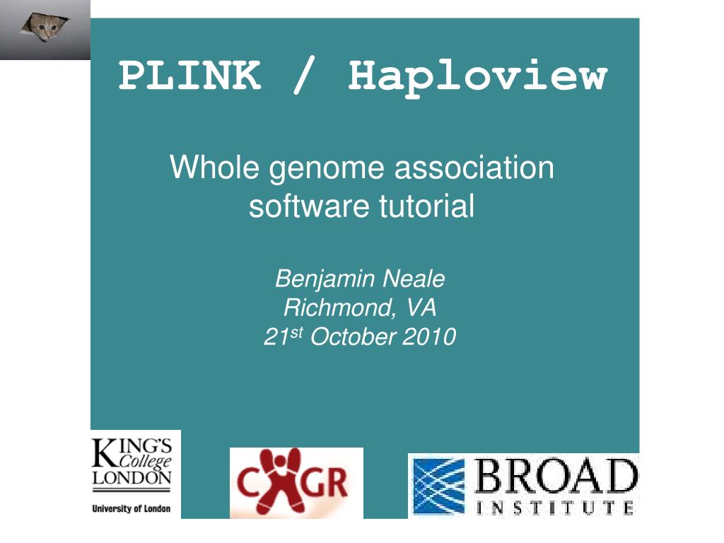 PPT - PLINK / Haploview Whole genome association software tutorial ...