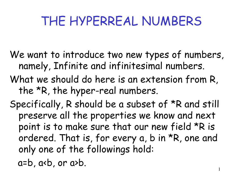 PPT - THE HYPERREAL NUMBERS PowerPoint Presentation, free download - ID ...