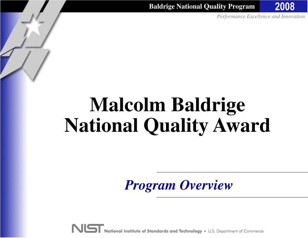 PPT - Malcolm Baldrige National Quality Award PowerPoint Presentation ...