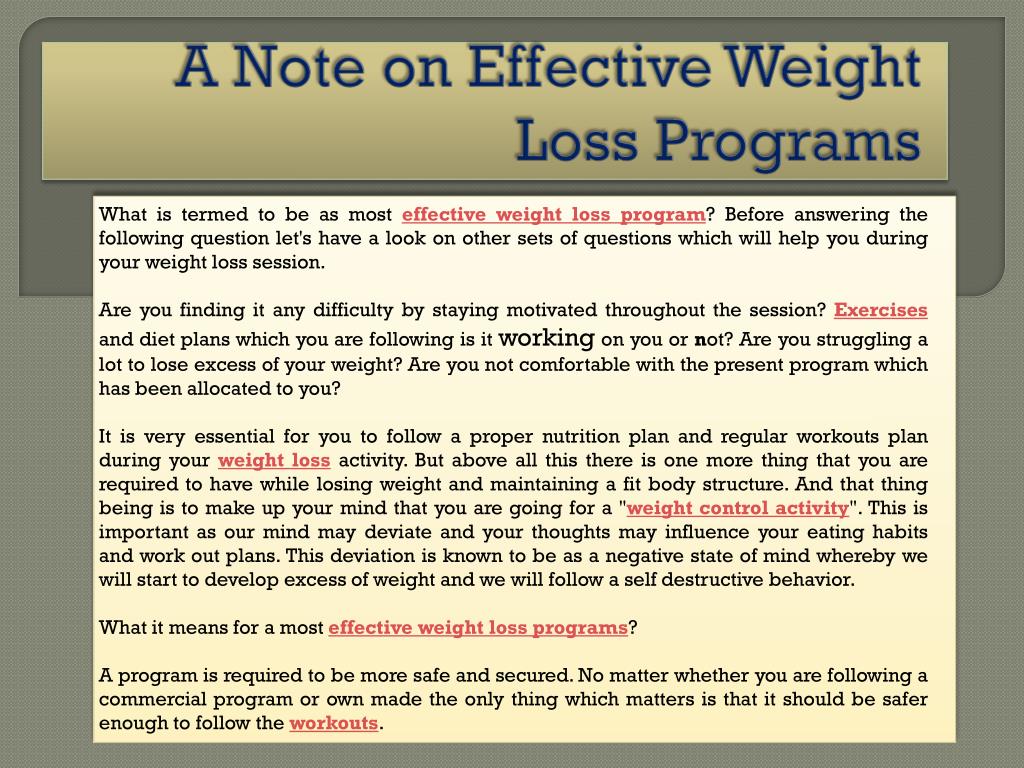 PPT - A Note on Effective Weight Loss Programs PowerPoint Presentation ...