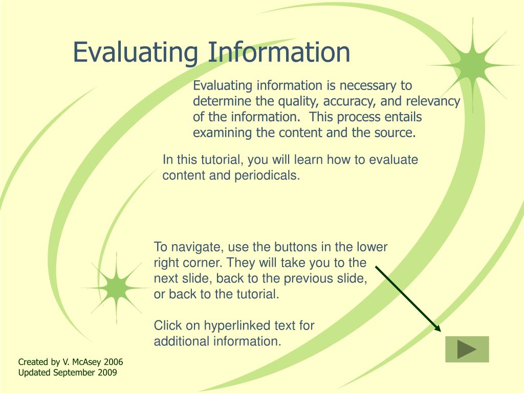 PPT - Evaluating Information PowerPoint Presentation, free download ...