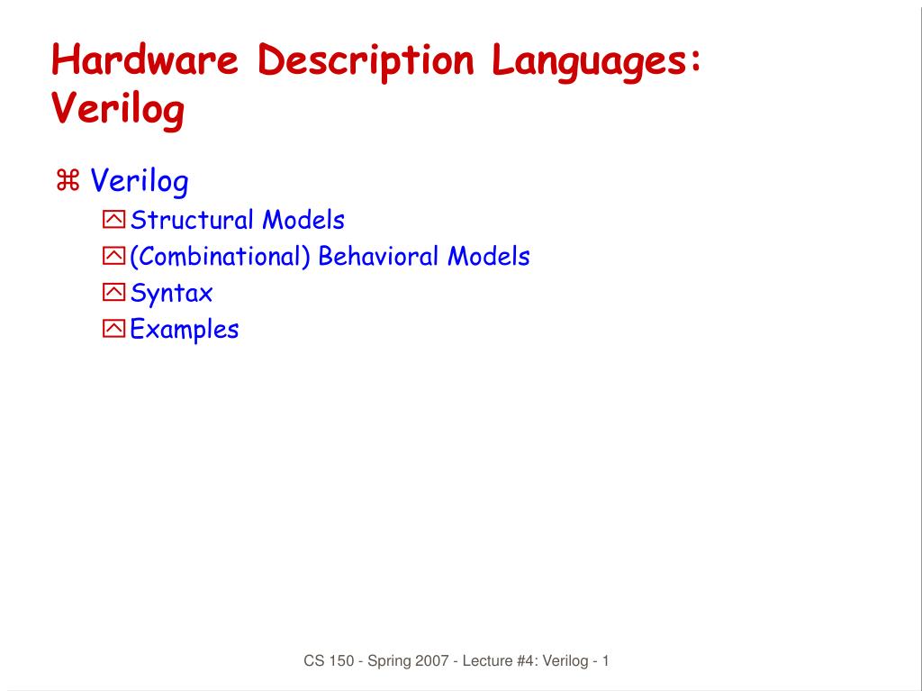 PPT - Hardware Description Languages: Verilog PowerPoint Presentation ...