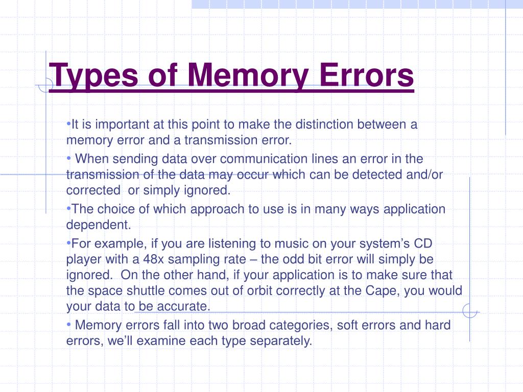 PPT - Types of Memory Errors PowerPoint Presentation, free download - ID:1070625