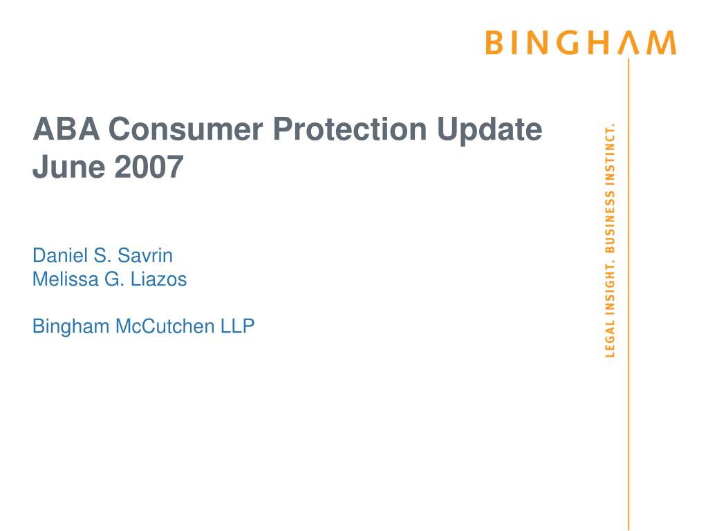 PPT - ABA Consumer Protection Update June 2007 PowerPoint Presentation ...