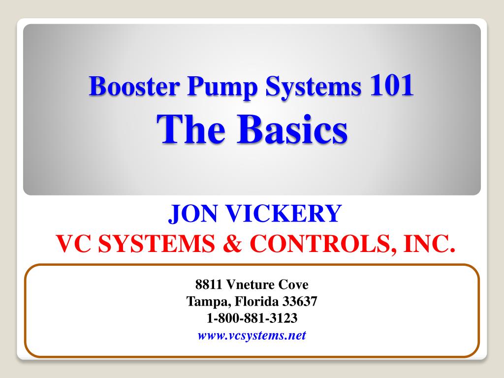 PPT - Booster Pump Systems 101 The Basics PowerPoint Presentation, free ...