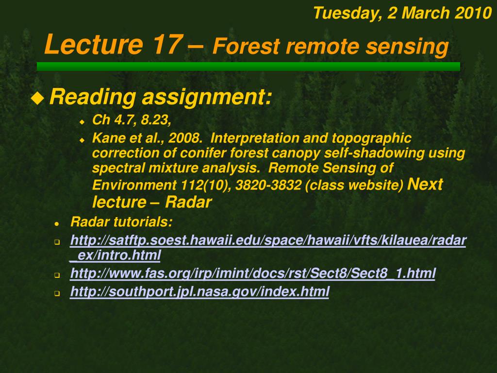 PPT - Understanding Forest Remote Sensing: Techniques and Applications ...