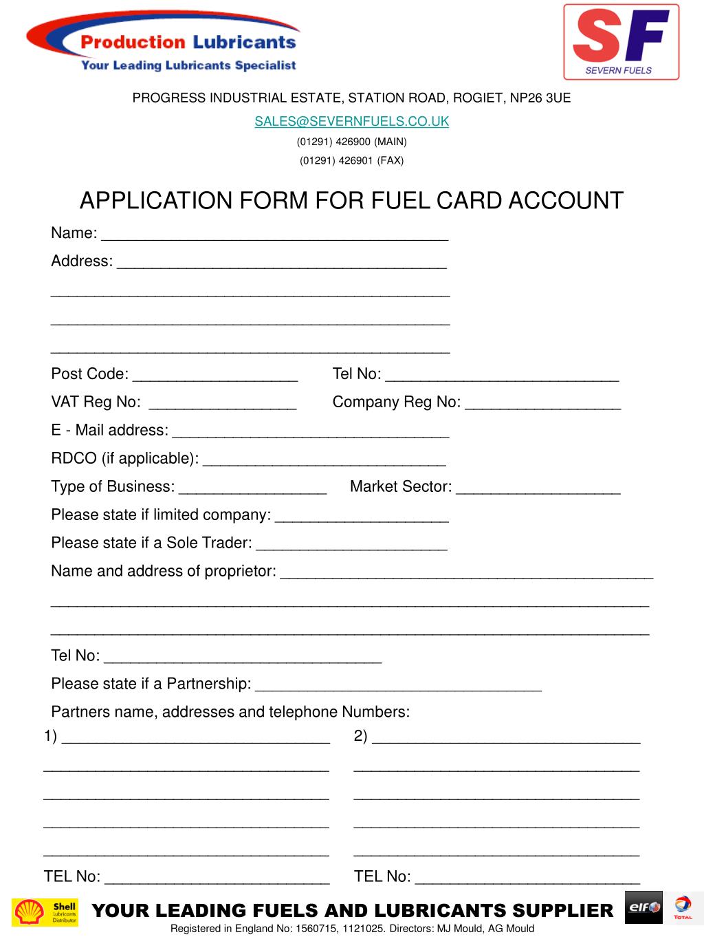 PPT - APPLICATION FORM FOR FUEL CARD ACCOUNT PowerPoint Presentation ...