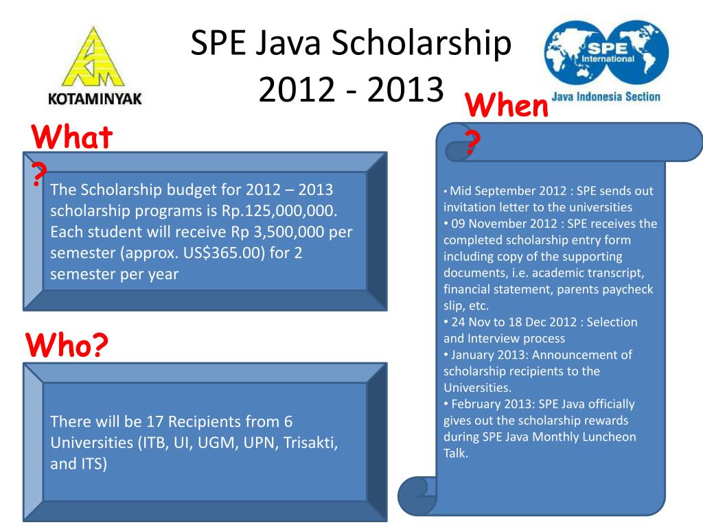 PPT - SPE Java Scholarship 2012 - 2013 PowerPoint Presentation, free ...
