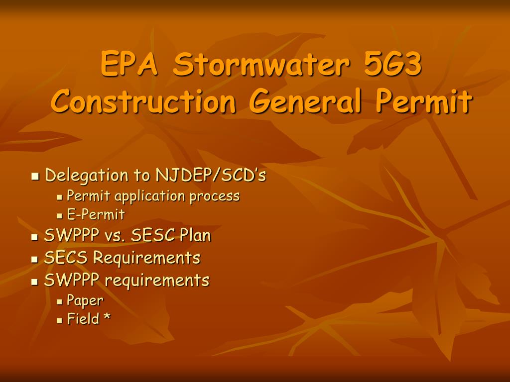 PPT - EPA Stormwater 5G3 Construction General Permit PowerPoint ...