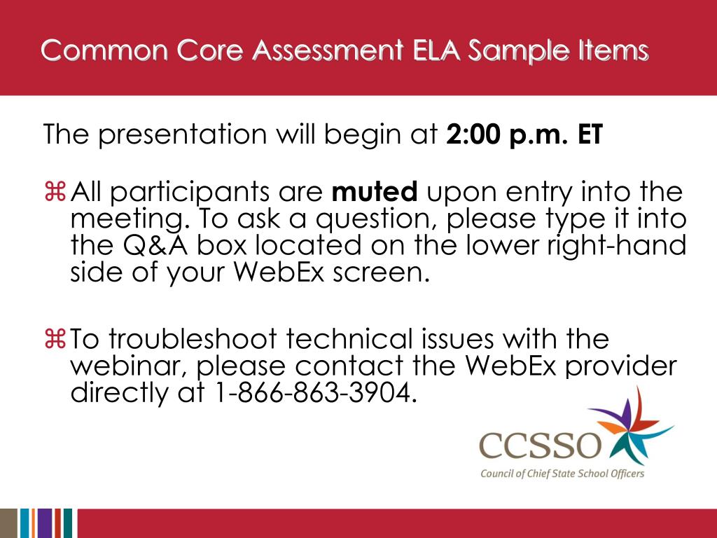 PPT - Common Core Assessment ELA Sample Items PowerPoint Presentation ...