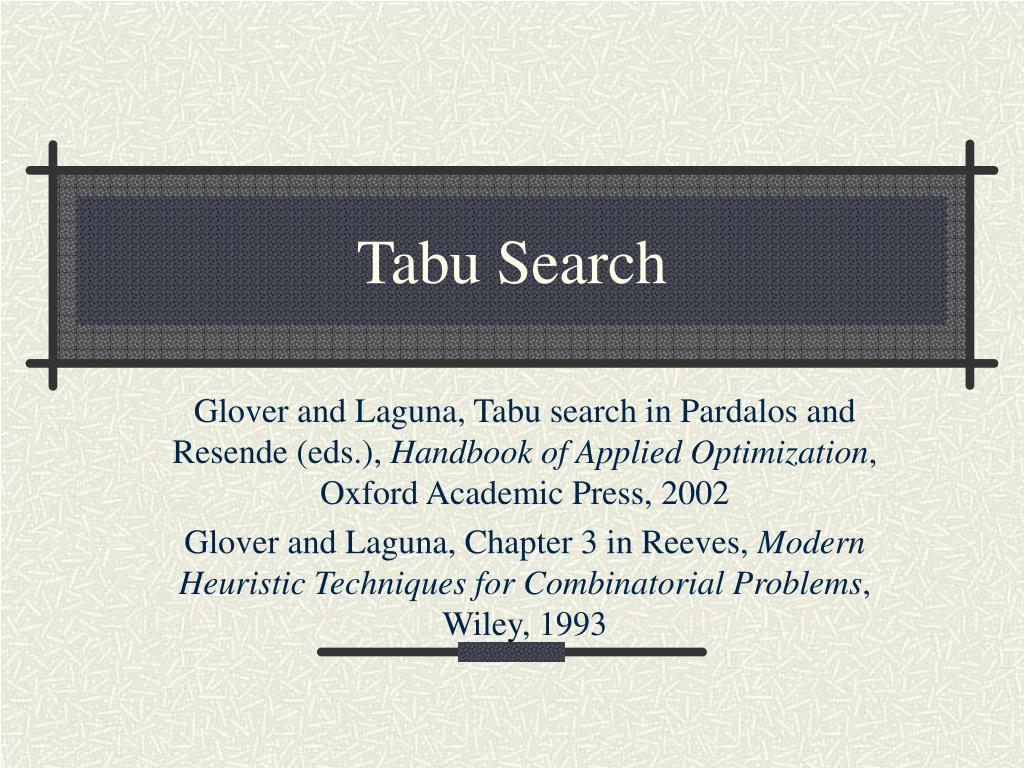 PPT - Tabu Search PowerPoint Presentation, free download - ID:1103719