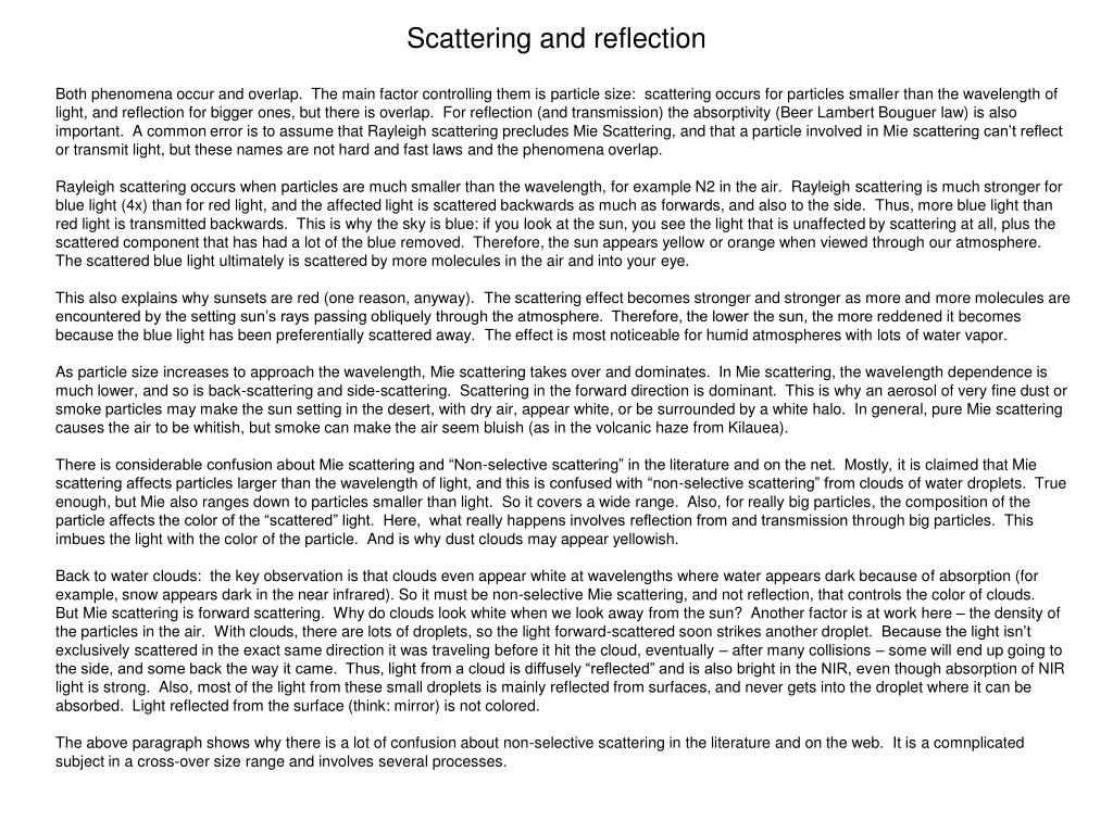 PPT - Light Scattering and Reflection Phenomena in the Atmosphere ...