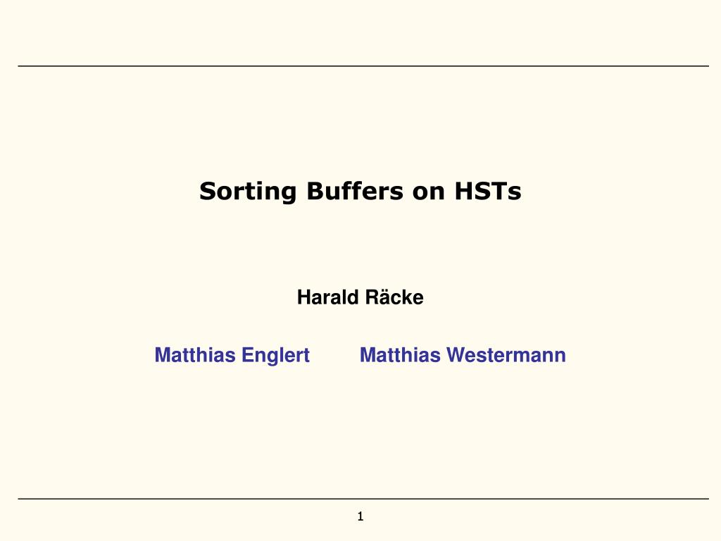 PPT - Efficient Buffer Sorting Algorithm for HSTs in Industrial Processes PowerPoint ...
