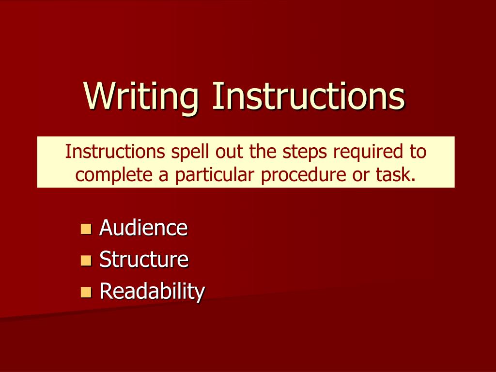 PPT - Writing Instructions PowerPoint Presentation, free download - ID ...