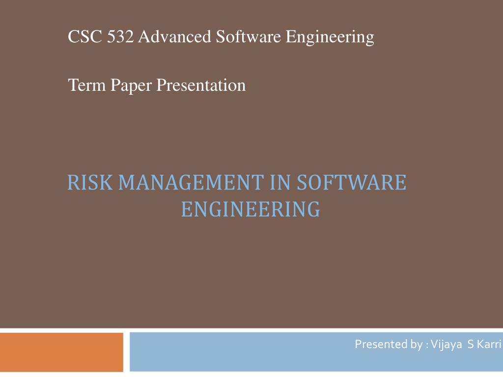 PPT - Risk Management IN SOFTWARE ENGINEERING PowerPoint Presentation ...