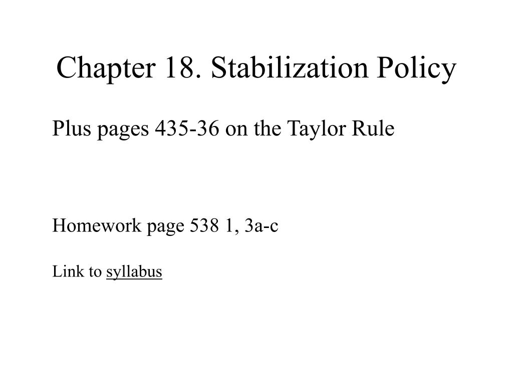 PPT - Chapter 18. Stabilization Policy PowerPoint Presentation, free ...