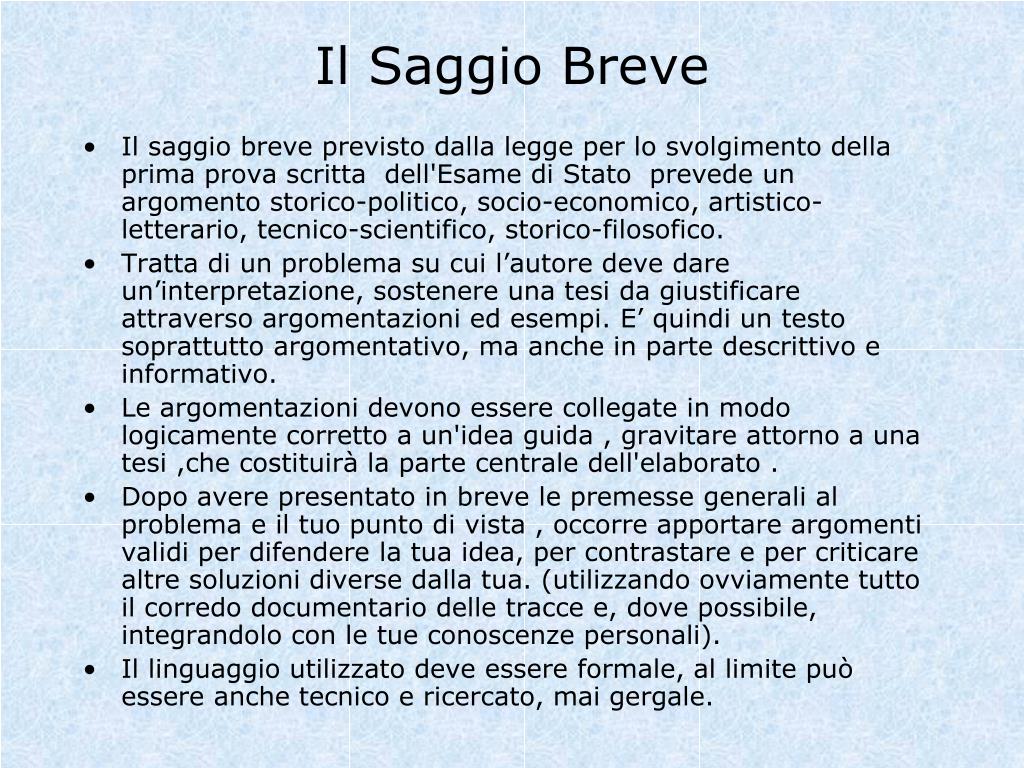 PPT - Il Saggio Breve PowerPoint Presentation, free download - ID:1123808