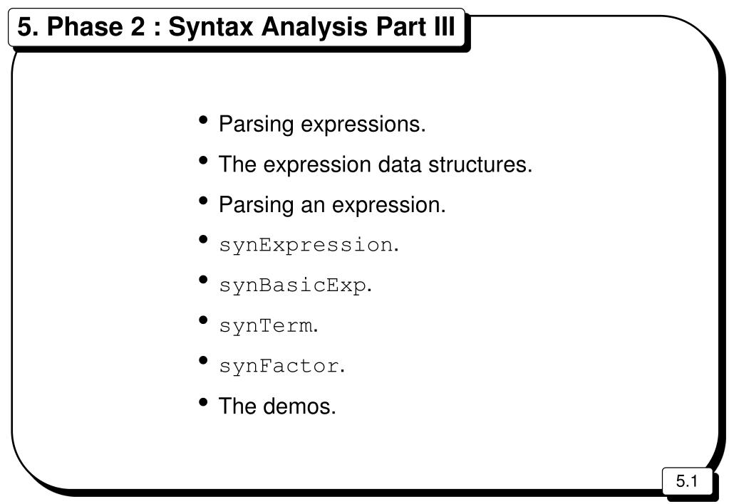 PPT - 5. Phase 2 : Syntax Analysis Part III PowerPoint Presentation ...