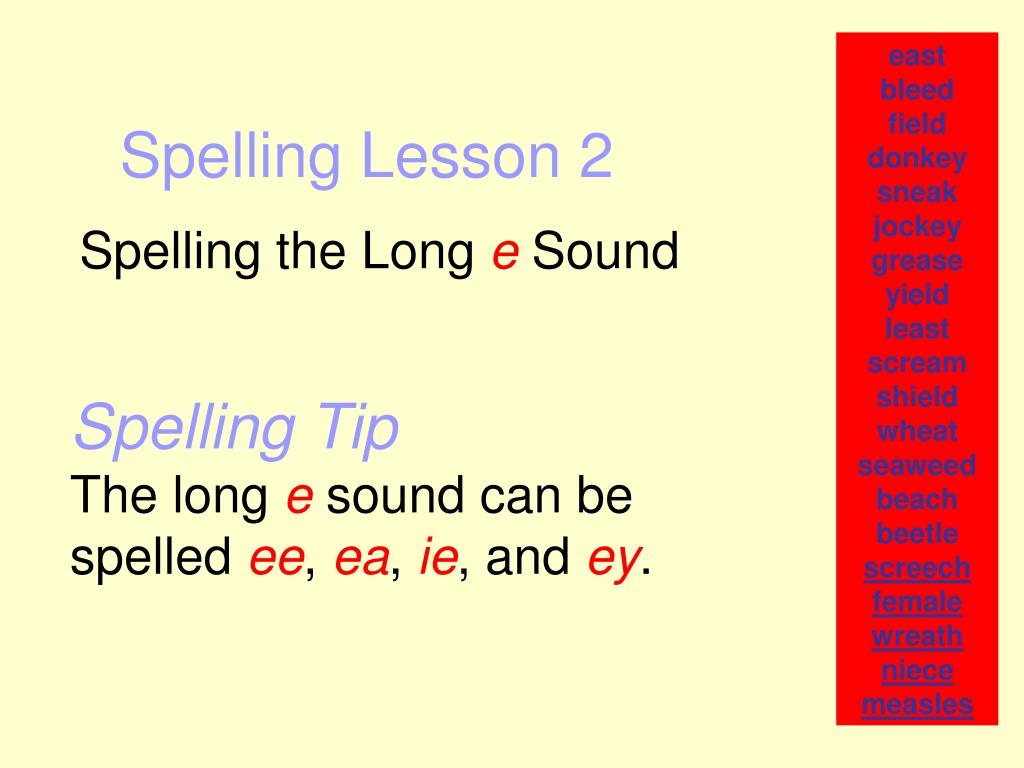 PPT - Spelling Lesson 2 PowerPoint Presentation, free download - ID:113676