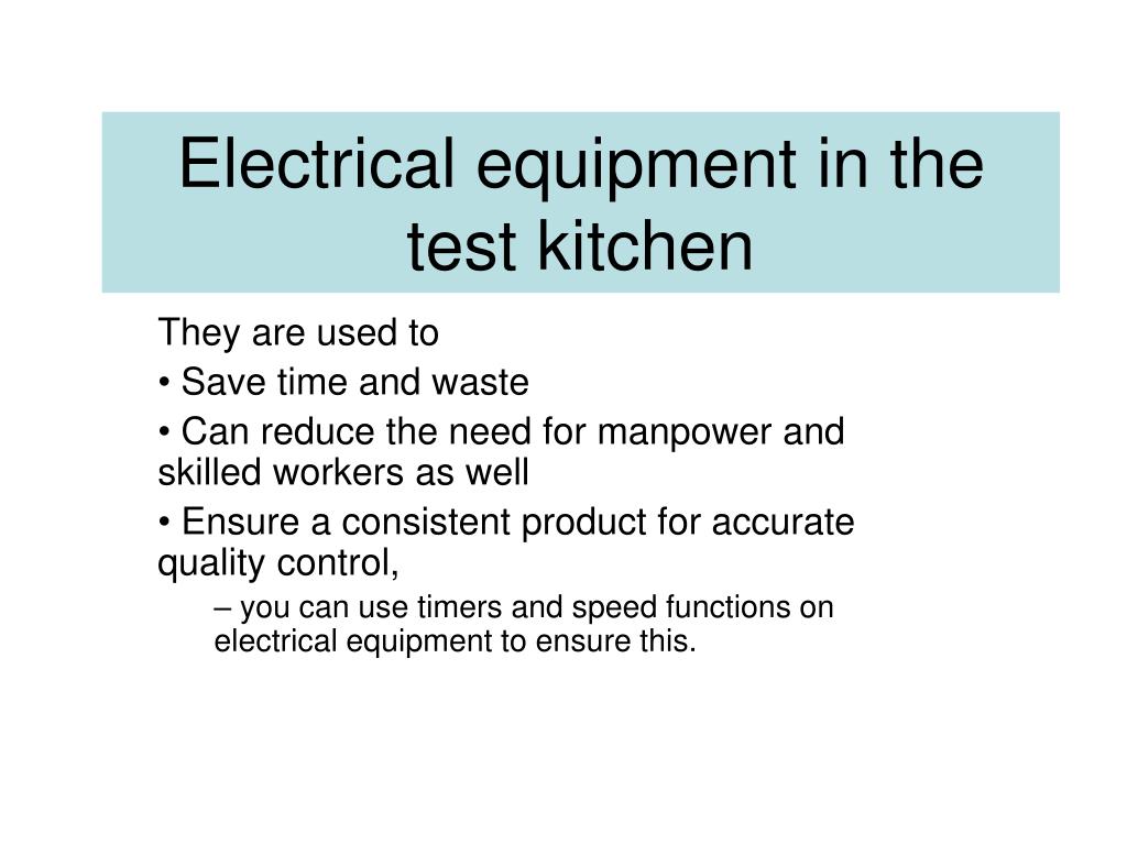 PPT - Electrical equipment in the test kitchen PowerPoint Presentation ...