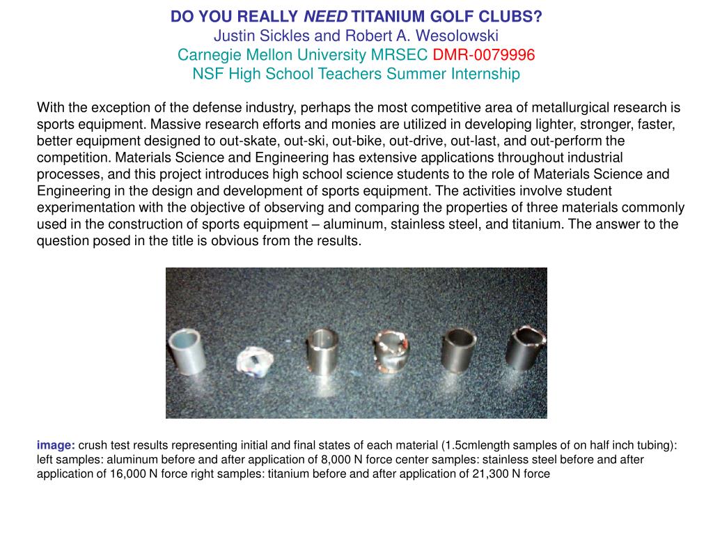PPT - DO YOU REALLY NEED TITANIUM GOLF CLUBS Justin Sickles and Robert ...