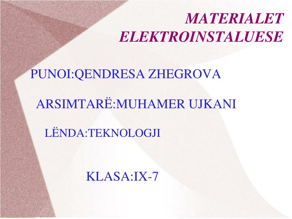 PPT - MATERIALET ELEKTROINSTALUESE PowerPoint Presentation, free ...
