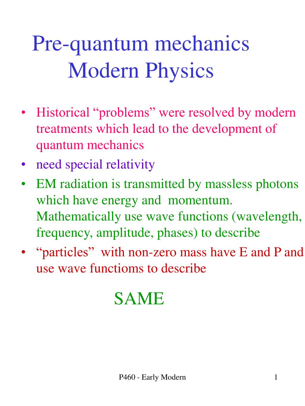 PPT - Pre-quantum mechanics Modern Physics PowerPoint Presentation ...
