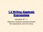 PPT - Lesson 1 Algebraic Expressions PowerPoint Presentation, free ...