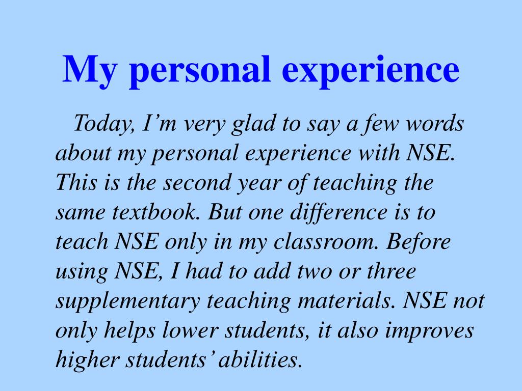 PPT - My personal experience PowerPoint Presentation, free download ...