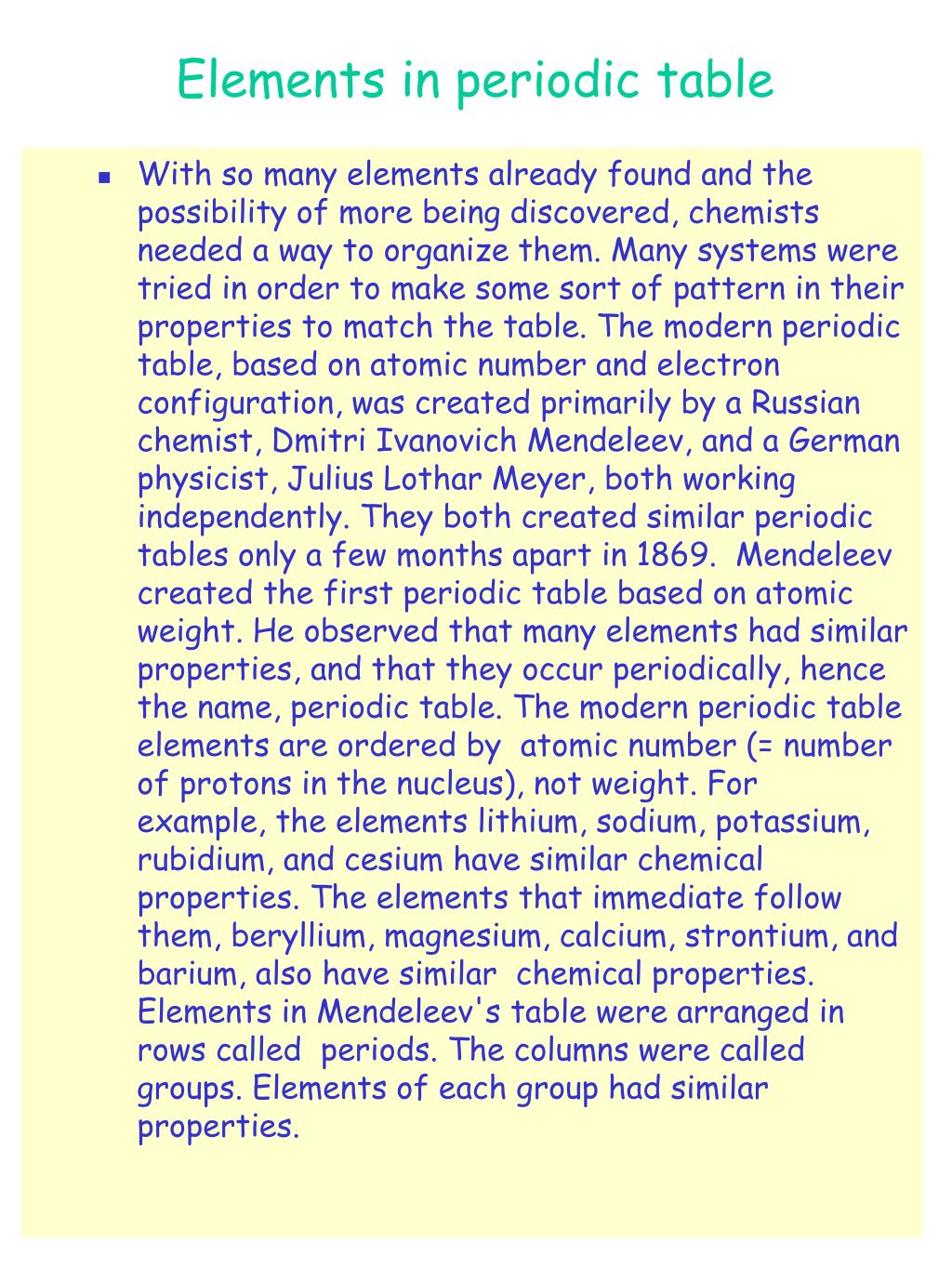 PPT - Elements in periodic table PowerPoint Presentation, free download ...