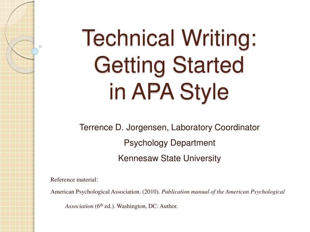 PPT - Technical Writing: Getting Started in APA Style PowerPoint ...