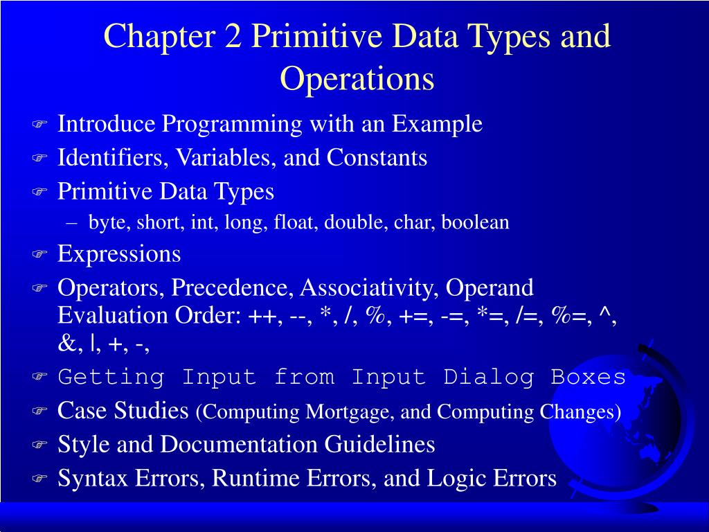 PPT - Chapter 2 Primitive Data Types and Operations PowerPoint ...