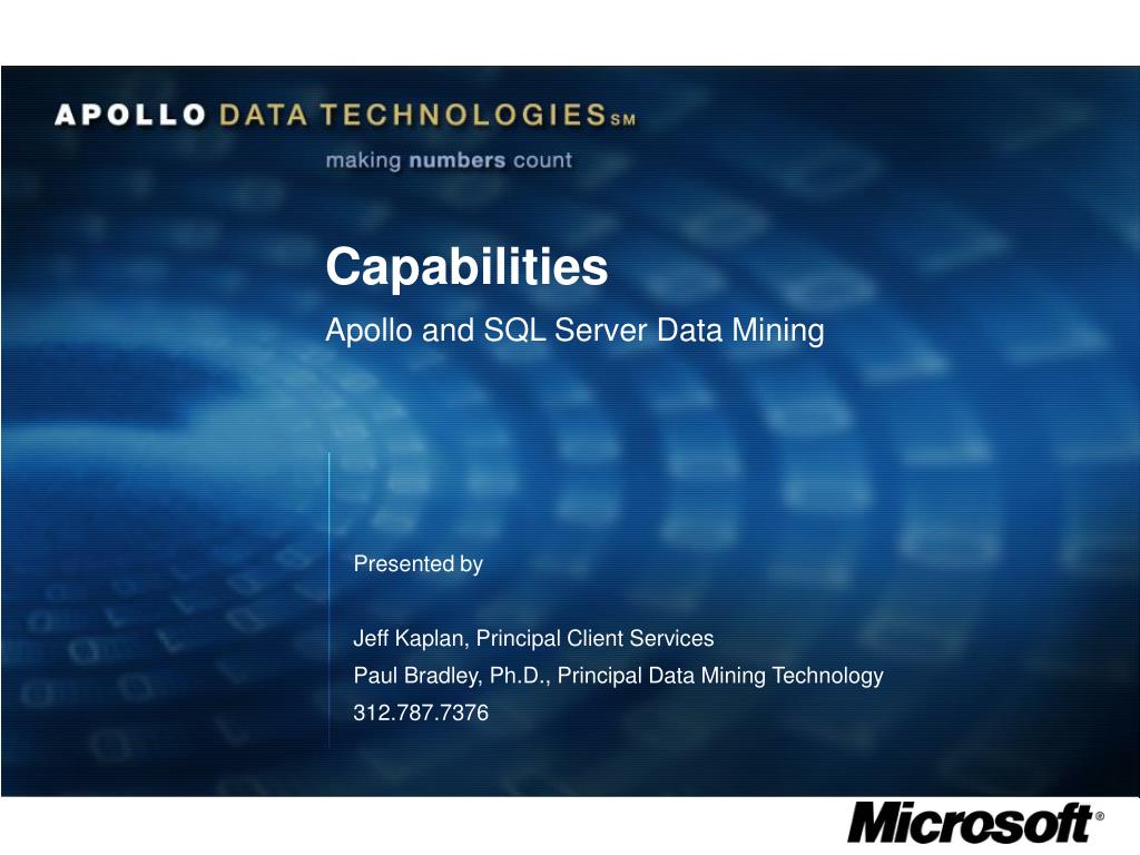 PPT - Capabilities Apollo and SQL Server Data Mining PowerPoint ...