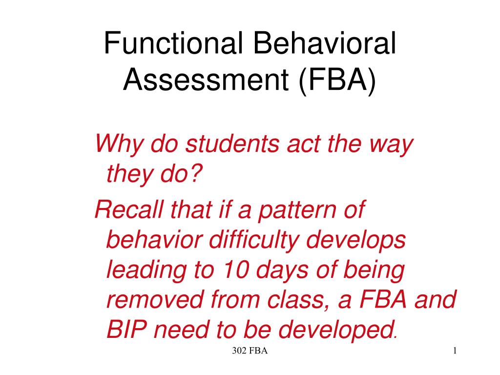 PPT - Functional Behavioral Assessment (FBA) PowerPoint Presentation ...