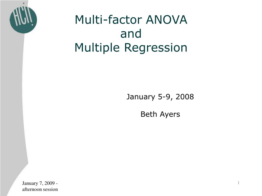 PPT - Multi-factor ANOVA and Multiple Regression PowerPoint ...