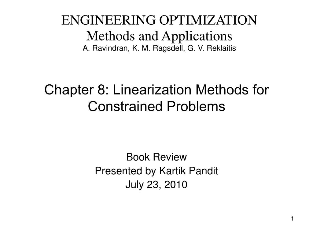PPT - Chapter 8: Linearization Methods for Constrained Problems ...