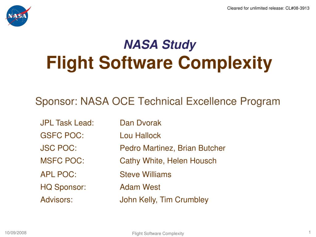 PPT - NASA Study Flight Software Complexity PowerPoint Presentation ...